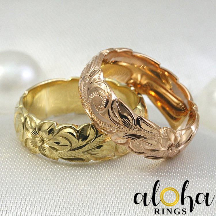 10K Gold Ring with Cutout Wave Edges [6mm width] Hawaiian Jewelry Ring – ALOHA RINGS - Hawaiian ...